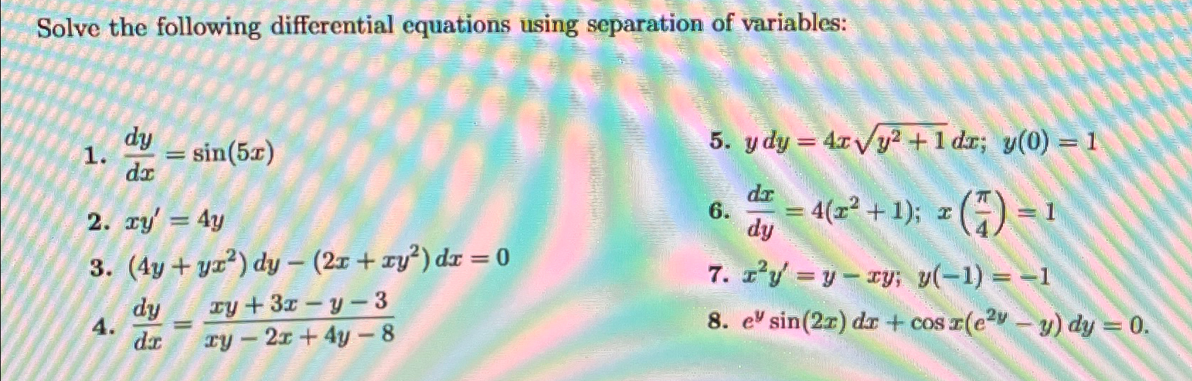 Solved Solve the following differential equations using | Chegg.com