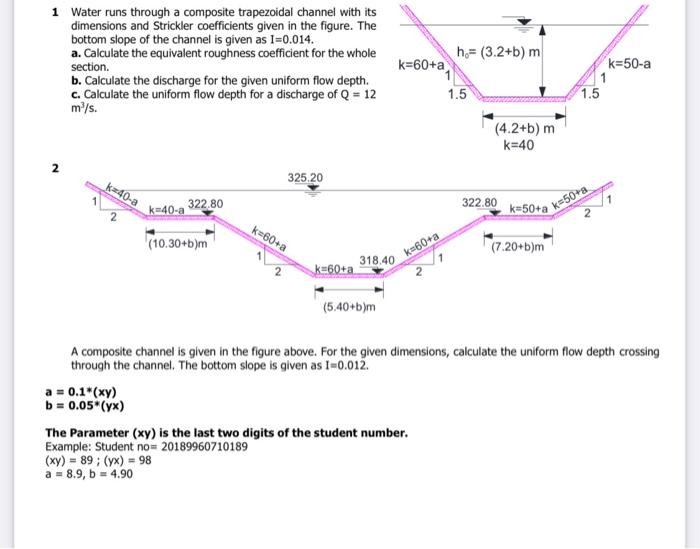 Solved 1 Water runs through a composite trapezoidal channel | Chegg.com
