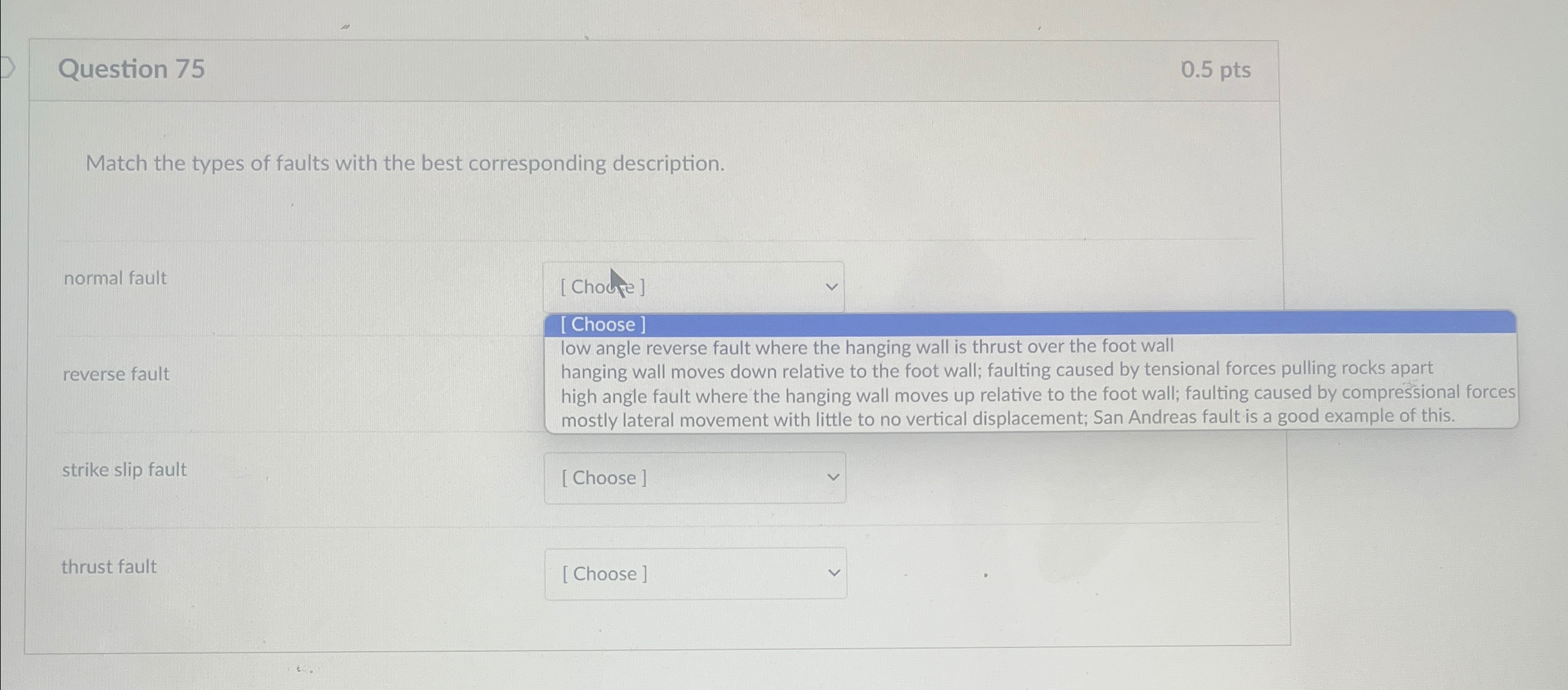 Solved Question 750.5ptsMatch the types of faults with the | Chegg.com