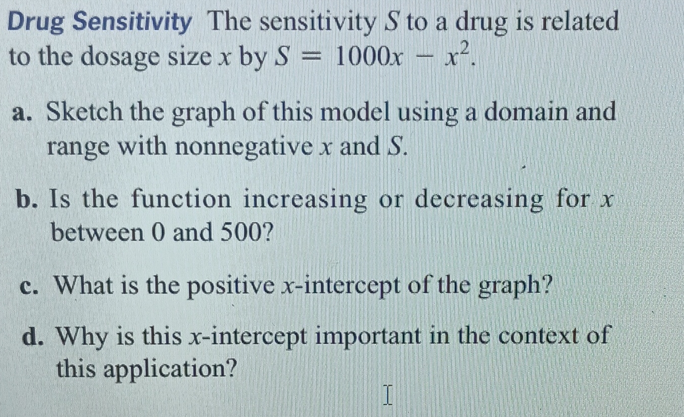 Solved Drug Sensitivity The sensitivity S ﻿to a drug is | Chegg.com