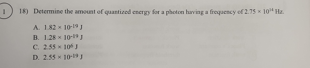 Solved 1Determine the amount of quantized energy for a | Chegg.com
