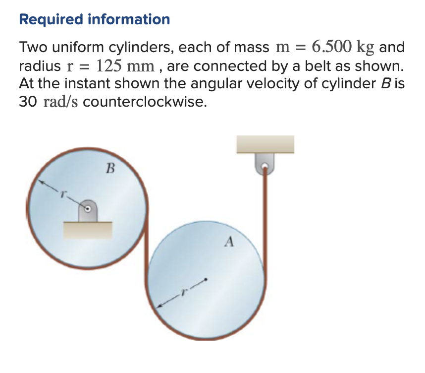 Solved Two uniform cylinders, each of ﻿mass m=6.500 kg | Chegg.com