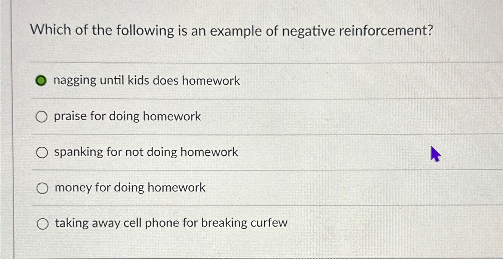 Solved Which of the following is an example of negative | Chegg.com