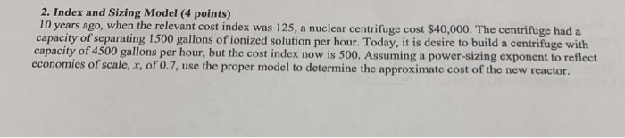 Solved 2. Index and Sizing Model (4 points) 10 years ago, | Chegg.com
