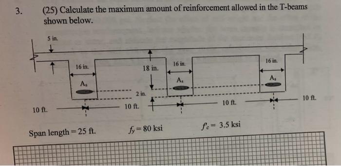 Solved (25) Calculate the maximum amount of reinforcement | Chegg.com