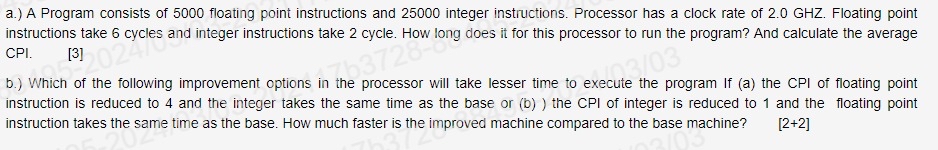 Solved a.) ﻿A Program consists of 5000 ﻿floating point | Chegg.com
