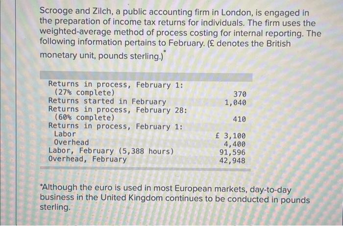 Solved Scrooge and Zilch, a public accounting firm in | Chegg.com