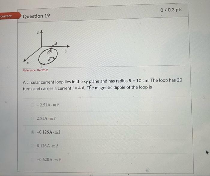 A circular current loop lies in the xy plane and has | Chegg.com