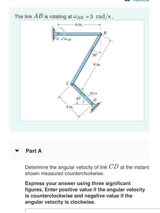 Solved The link AB is rotating at WAB = 3 rad/s, Part A | Chegg.com