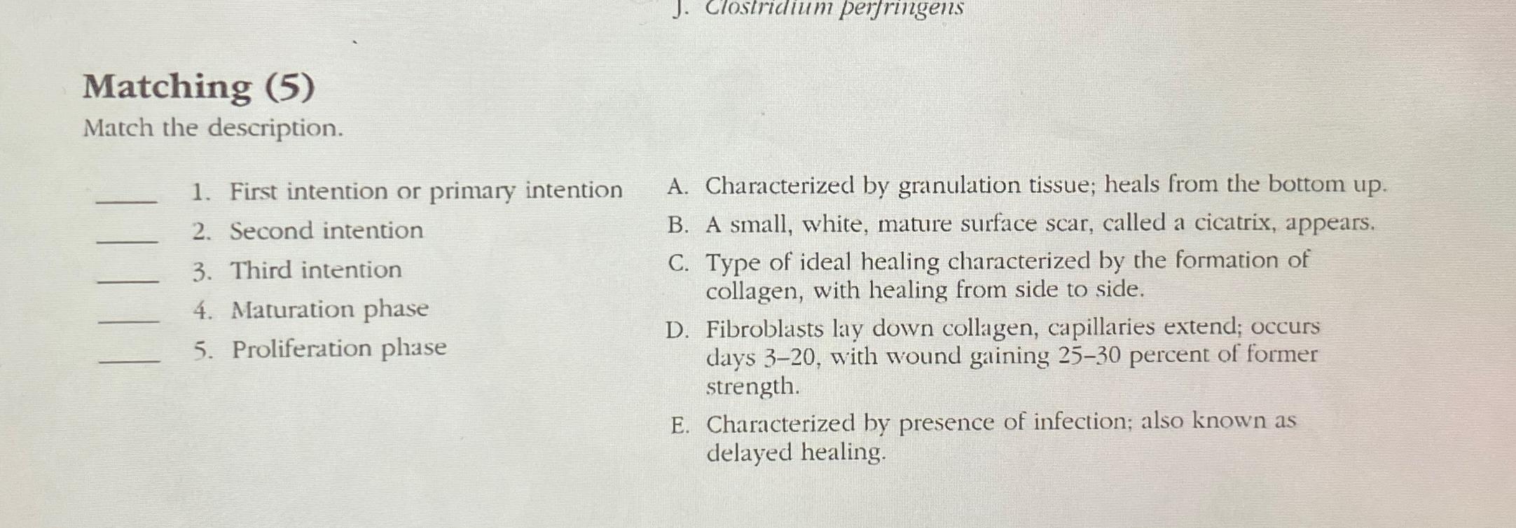 Solved Matching (5)Match the description.First intention or | Chegg.com