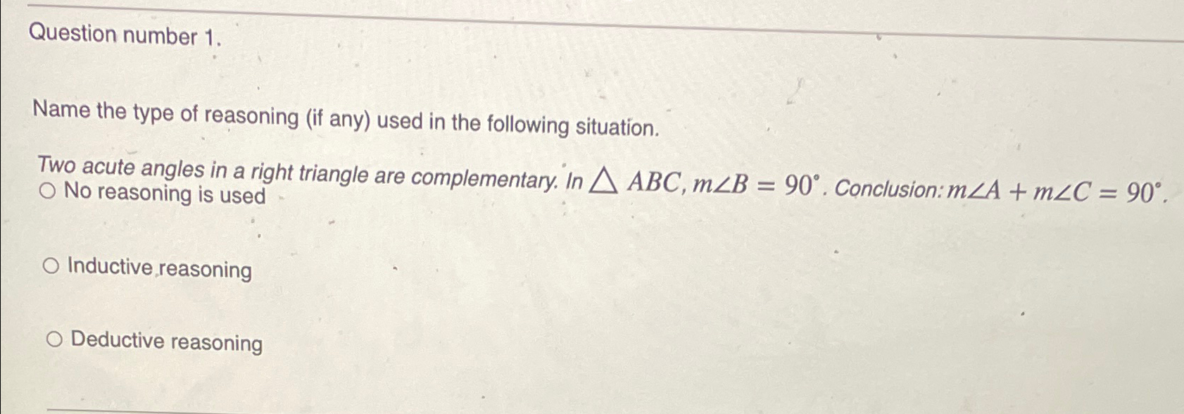 Solved Question number 1.Name the type of reasoning (if any) | Chegg.com