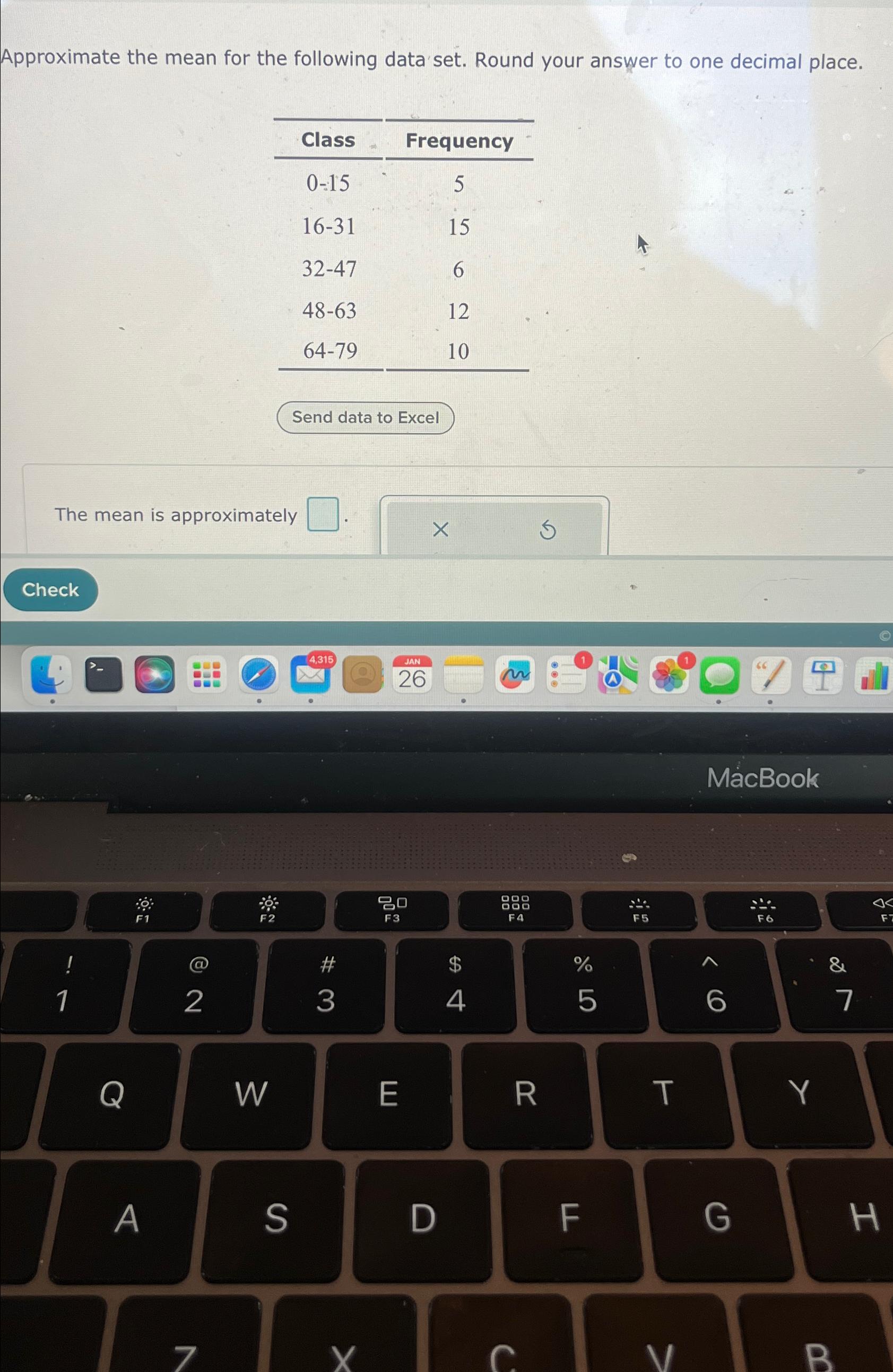 Solved Approximate the mean for the following data set. | Chegg.com