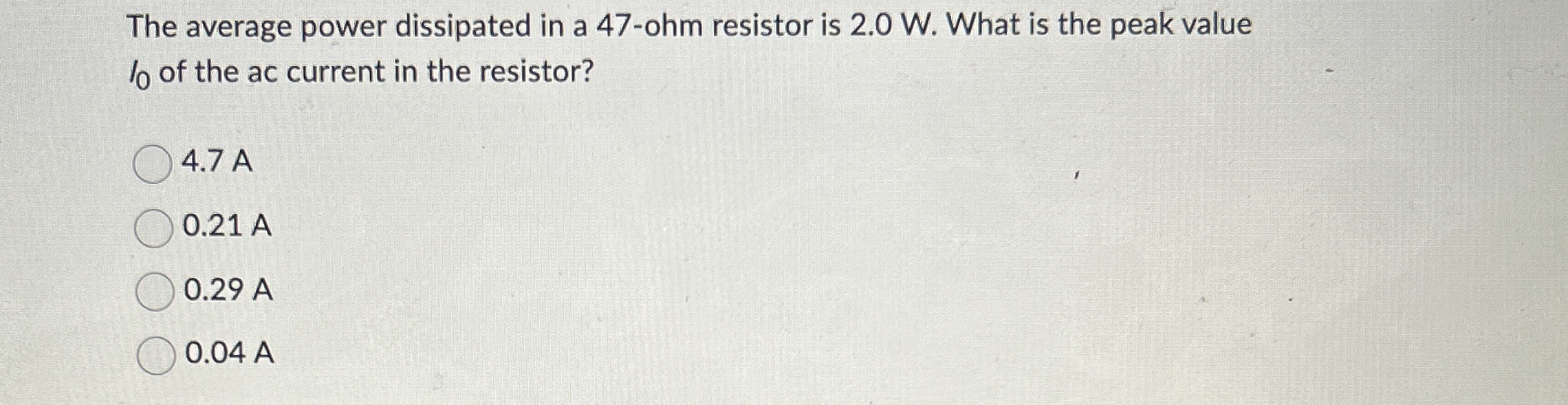 Solved The average power dissipated in a 47 -ohm resistor is | Chegg.com