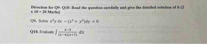 Solved Direction for Q9- Q10: Read the question carefully | Chegg.com