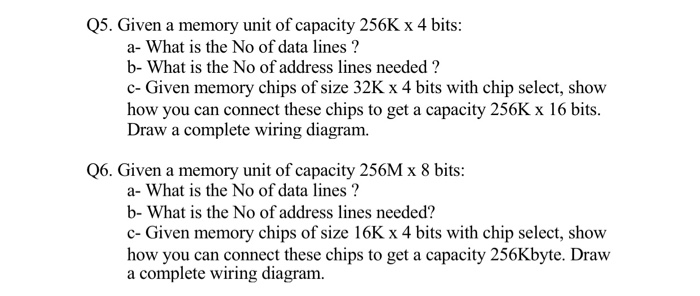 Solved Q5. Given a memory unit of capacity 256K x 4 bits: a- | Chegg.com