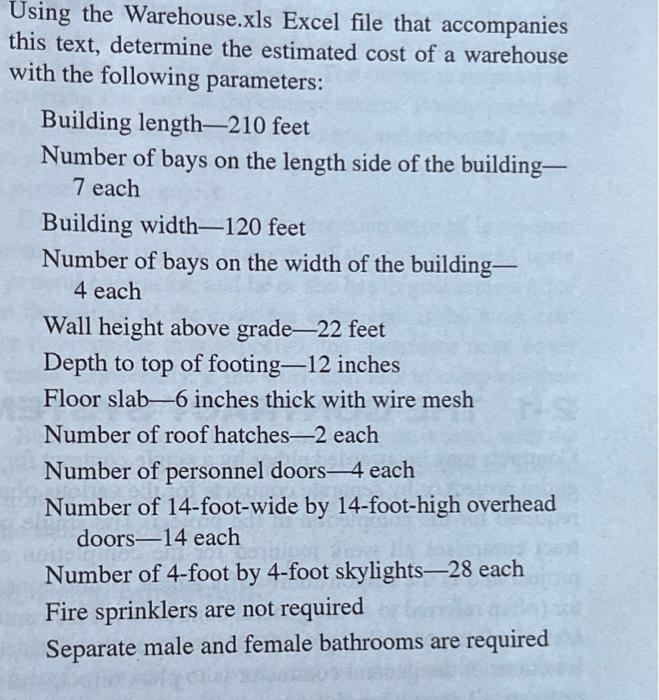 Solved Ising the Warehouse.xls Excel file that accompanies | Chegg.com