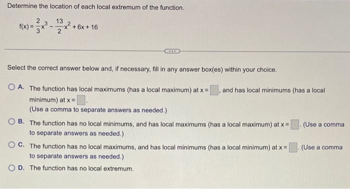 Solved Determine the location of each local extremum of the | Chegg.com