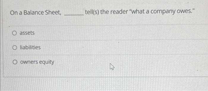 Solved The Balance Sheet answers the following questions | Chegg.com