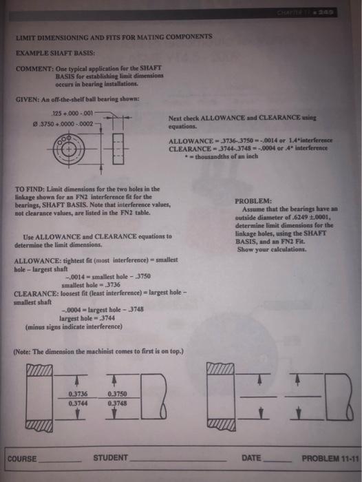Solved LIMIT DIMENSIONING AND FITS FOR MATING COMPONENTS | Chegg.com