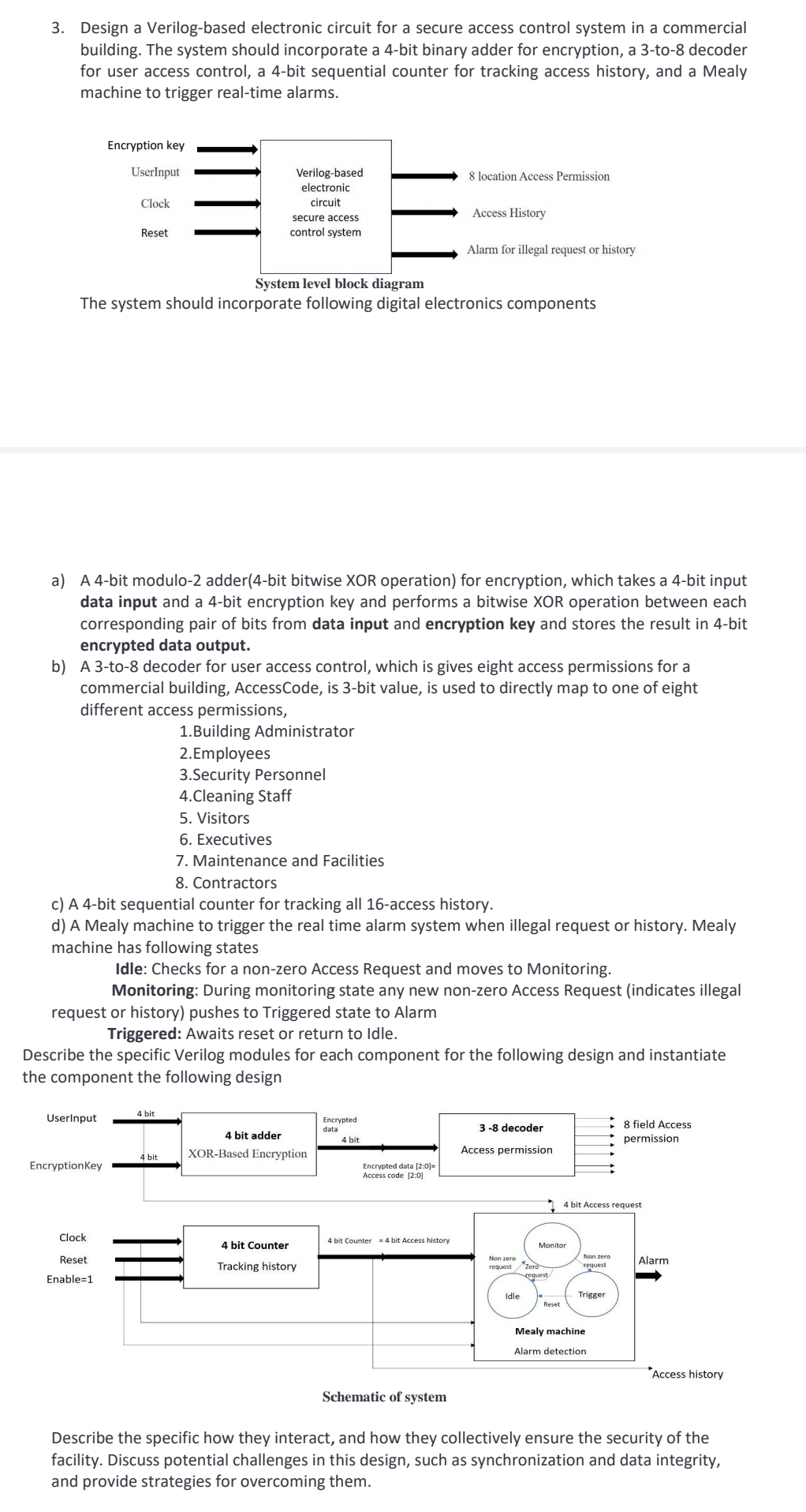 Solved 3 Design A Verilog Based Electronic Circuit For A