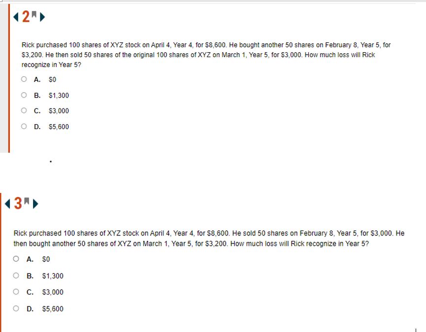 Solved 42๓ Rick purchased 100 ﻿shares of XYZ stock on April | Chegg.com