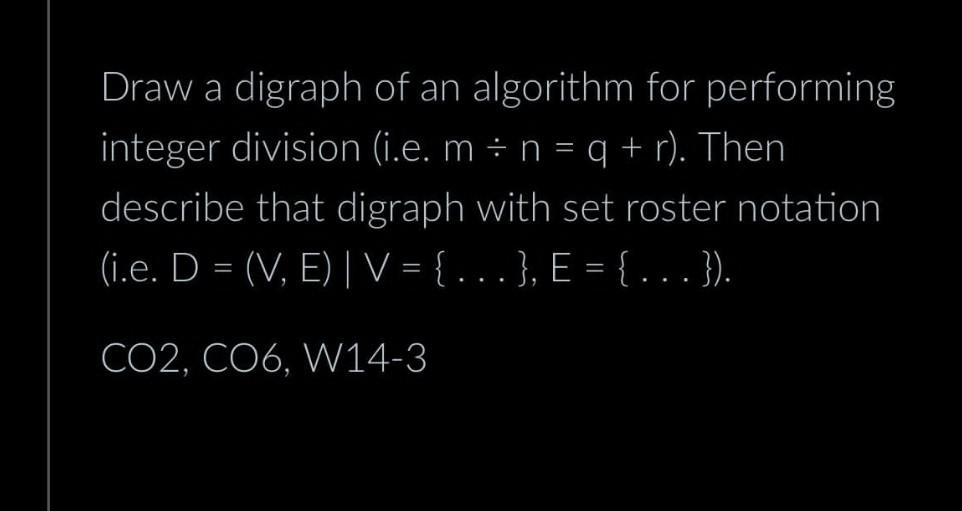 Solved Draw A Digraph Of An Algorithm For Performing Integer 7723