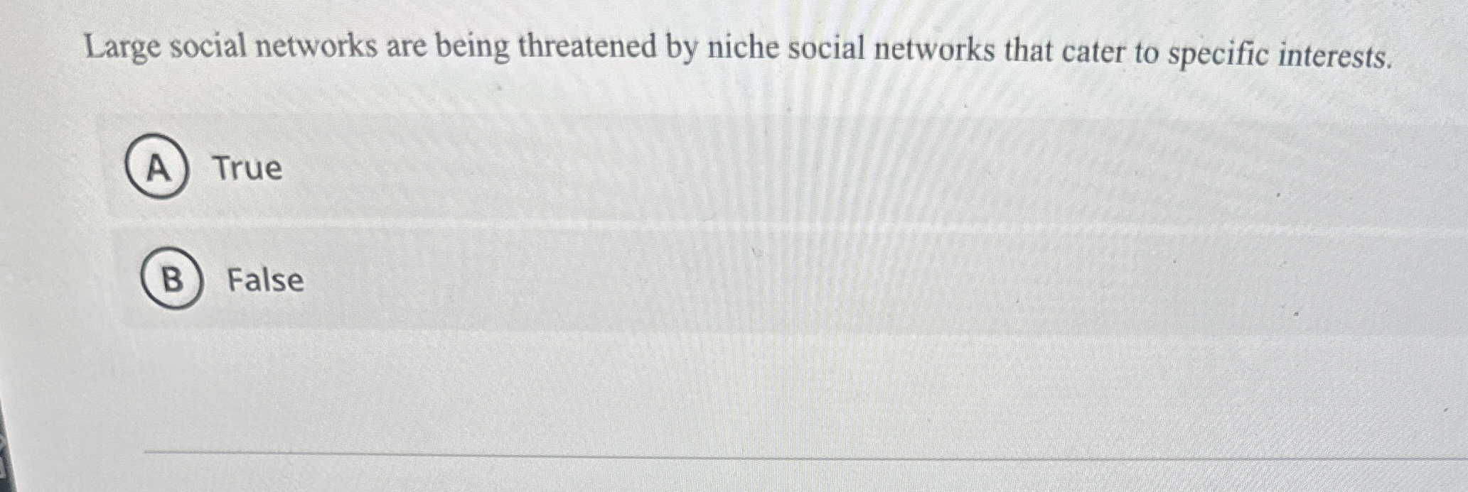 Solved Large social networks are being threatened by niche | Chegg.com