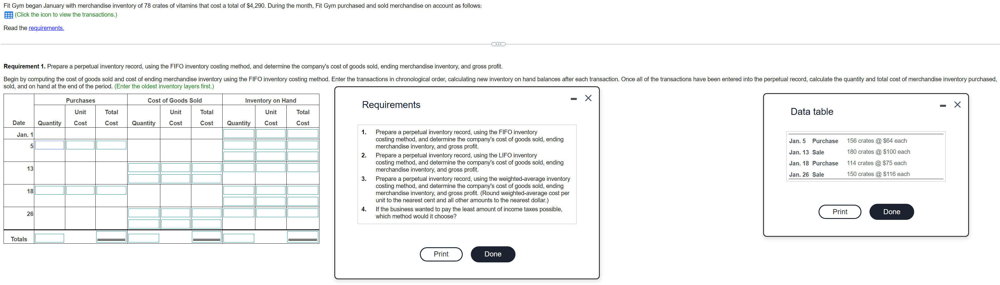 Solved Fit Gym began January with merchandise inventory of | Chegg.com