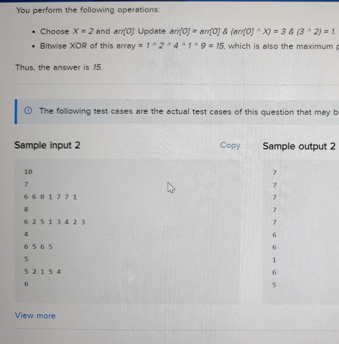 Solved Question 1 Maximum XOR You are given an array arm of | Chegg.com