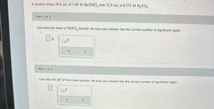 Solved A student mixes 50.0 mL of 1.00MBa(OH)2 with 72.9 mL | Chegg.com