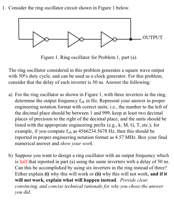 Solved by an EXPERT Consider the ring oscillator circuit shown in Figure | Chegg.com