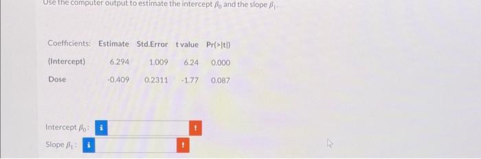 Solved Use the computer output to estimate the intercept \\( | Chegg.com