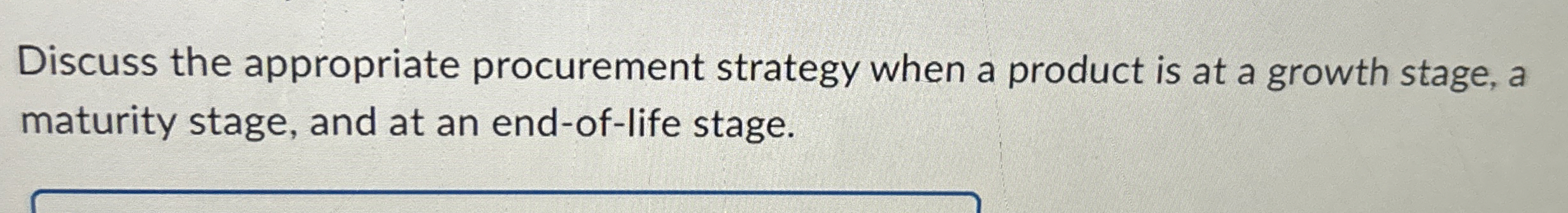 Solved Discuss the appropriate procurement strategy when a | Chegg.com