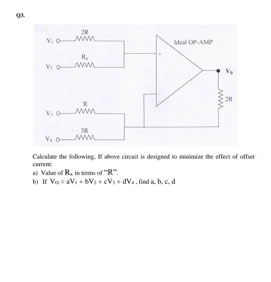 Solved 03. 2R Vio Ideal OP-AMP Ry W Vzo Vo w 2R R Vio 3R w | Chegg.com