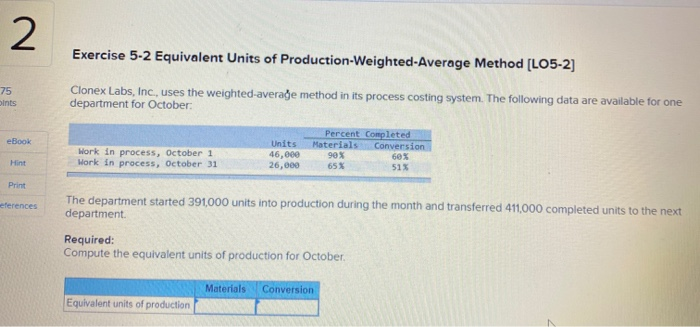 Solved Exercise 5-2 Equivalent Units of | Chegg.com