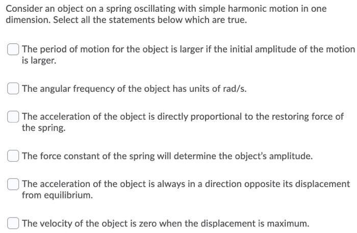 Solved Consider an object on a spring oscillating with | Chegg.com