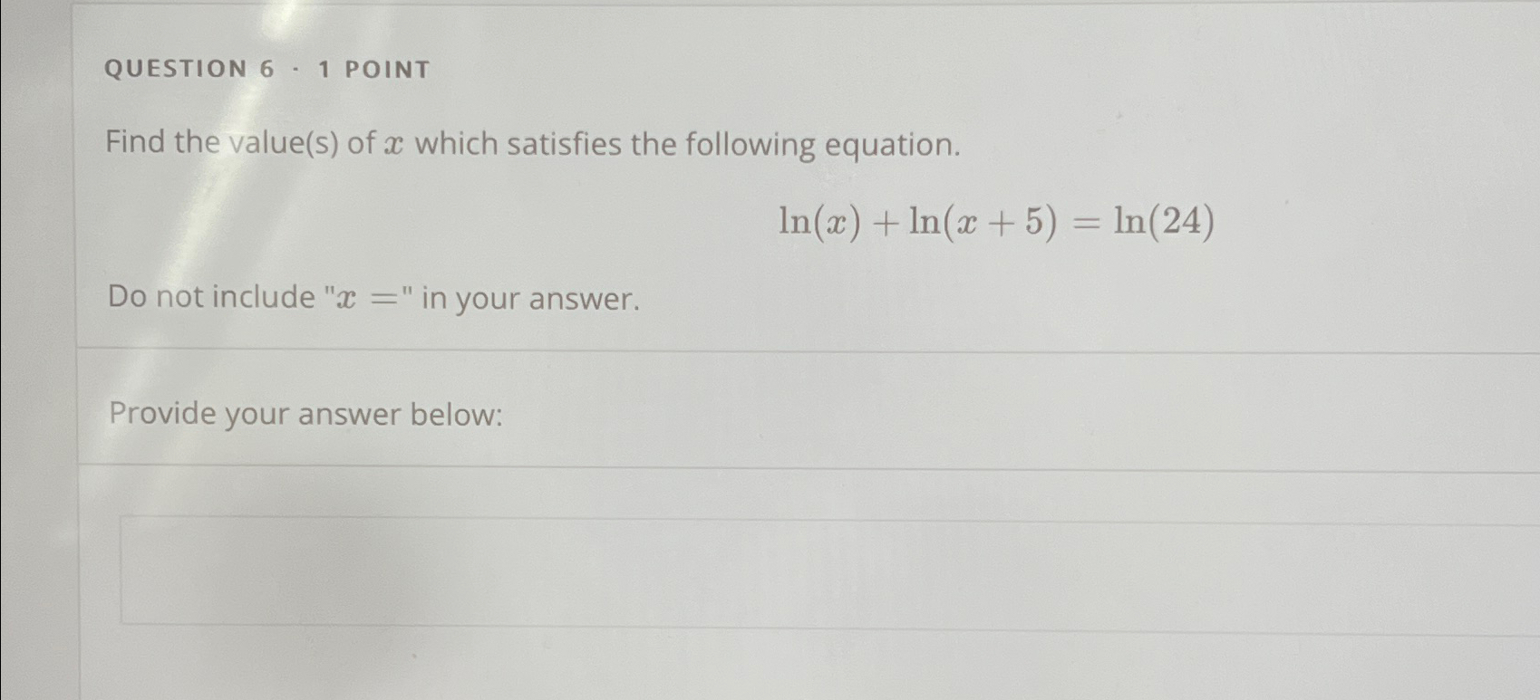 Solved QUESTION 6 - 1 ﻿POINTFind the value(s) ﻿of x ﻿which | Chegg.com