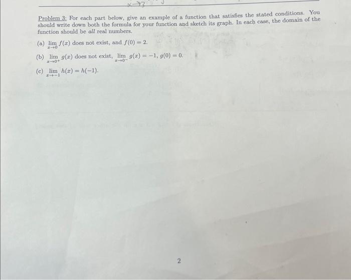 Solved Problem 3: For each part below, give an example of a | Chegg.com