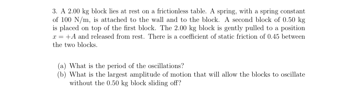 Solved A 2.00kg ﻿block lies at rest on a frictionless table. | Chegg.com