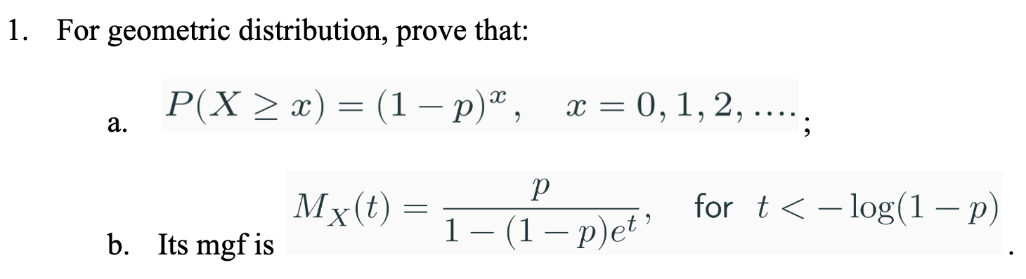 Solved For geometric distribution, prove | Chegg.com
