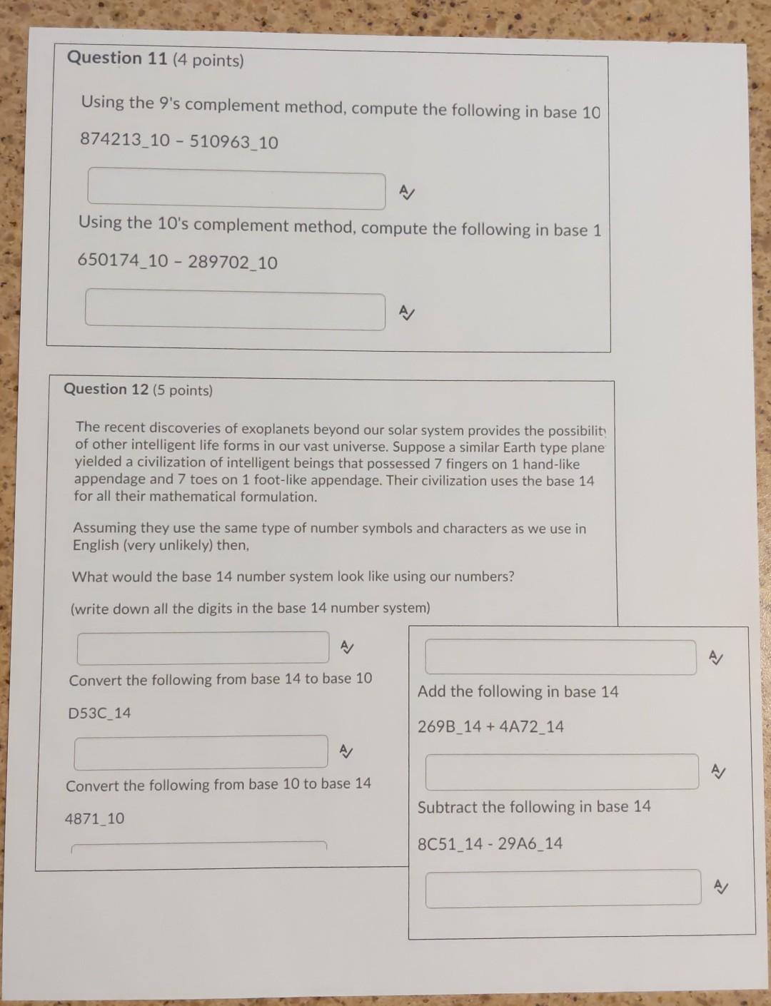 Solved Question 11 (4 points) Using the 9's complement | Chegg.com