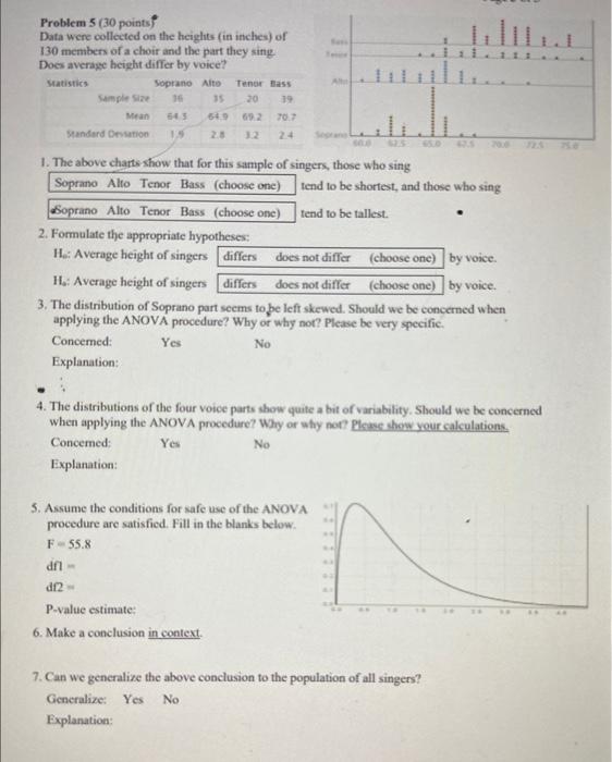 Solved Problem 5 (30 points) Data were collected on the | Chegg.com