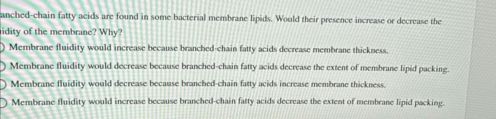 Solved anched-chain fatty acids are found in some bacterial | Chegg.com