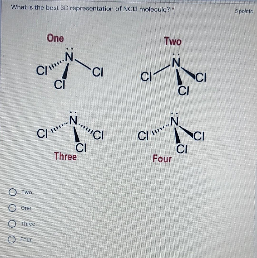 Solved What is the best 3D representation of NC13 molecule? | Chegg.com