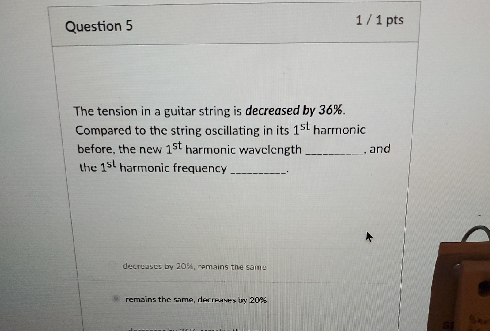 Solved Question 51 / 1 ﻿ptsThe tension in a guitar string is | Chegg.com