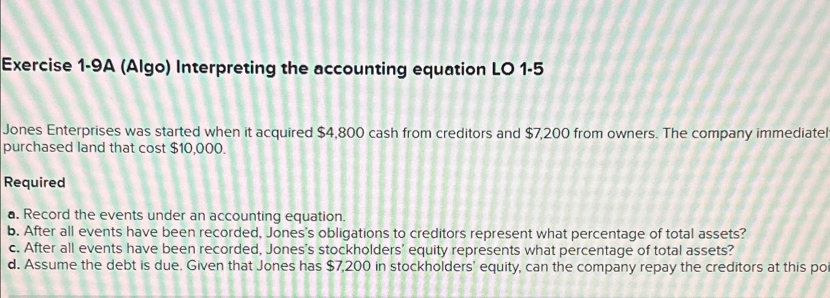 Exercise 1-9A (Algo) ﻿Interpreting the accounting | Chegg.com
