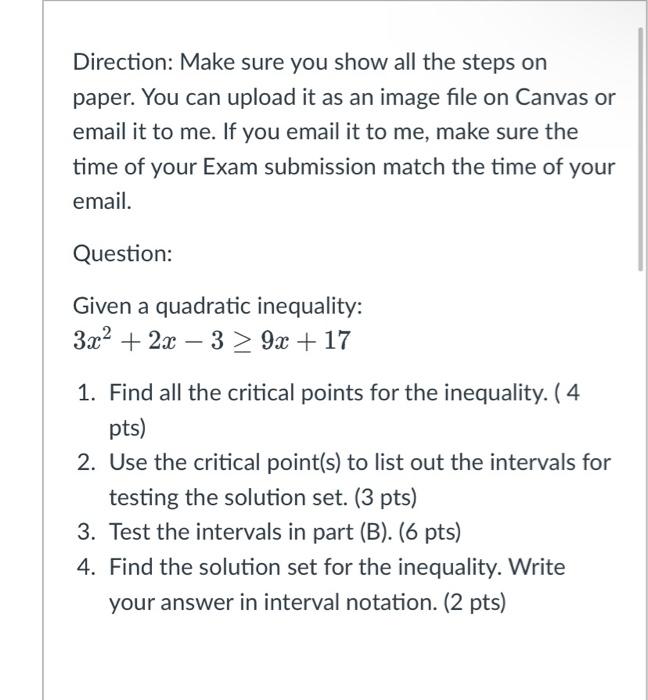 Solved Direction: Make sure you show all the steps on paper. | Chegg.com