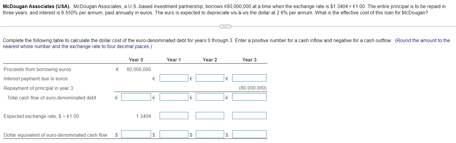 Solved nearest whole number and the exchange rate to four | Chegg.com