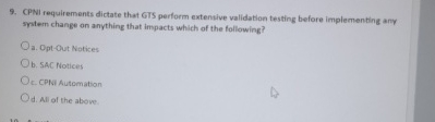 Solved CPNI requirements dictate that GTS perform extensive | Chegg.com