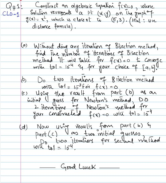 Solved Its a numerical calculation subject question... | Chegg.com